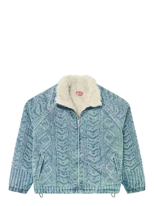 DIESEL® Jacket In Cable-knit-effect Denim - Blue