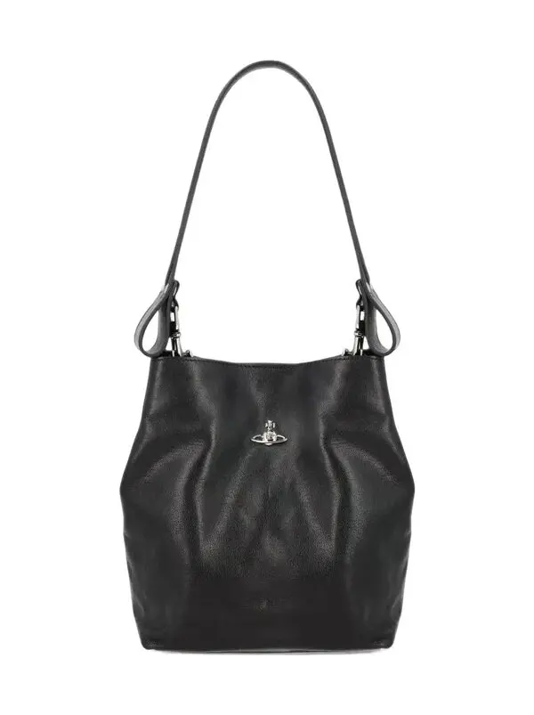 VIVIENNE WESTWOOD Small Lottie Orb-plaque Gathered Shoulder Bag - Black