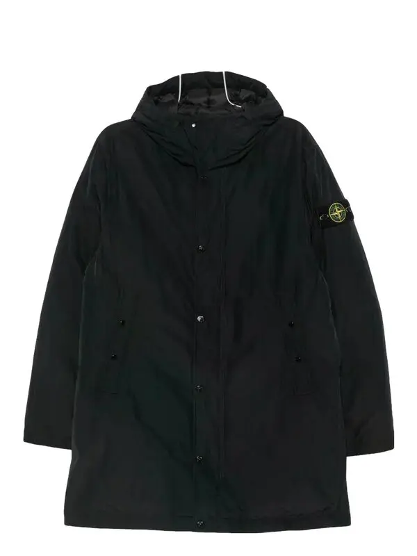 Stone Island Logo-patch Hooded Parka - Black