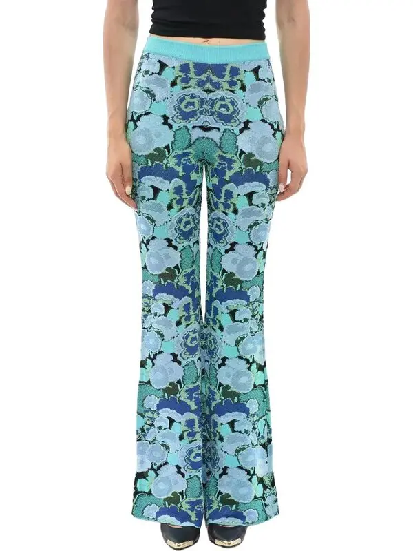 Stella McCartney Floral-jacquard Flared Trousers - Blue