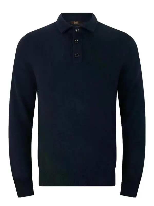 MOORER Button-placket Collar Sweater - Blue