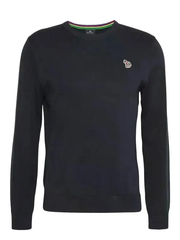 Paul Smith Mps Zebra-patch Cotton Crew-neck Sweater - Blue