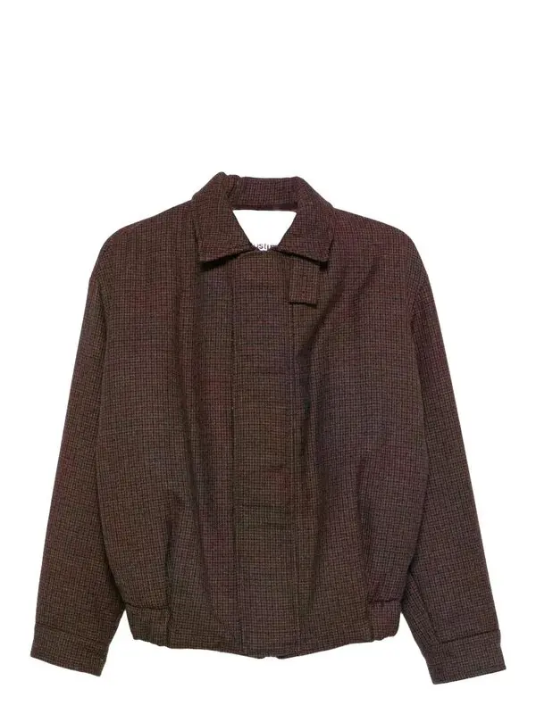 COSTUMEIN Houndstooth Pattern Zip-up Jacket - Brown