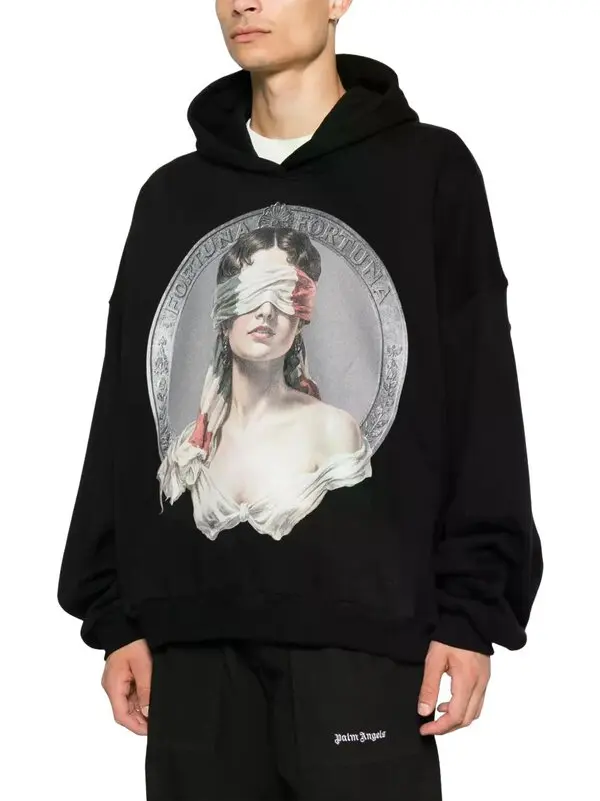 PDF Graphic Print Hoodie - Black