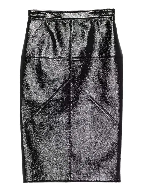 LANVIN Crinkled-finish Pencil Midi Skirt - Black