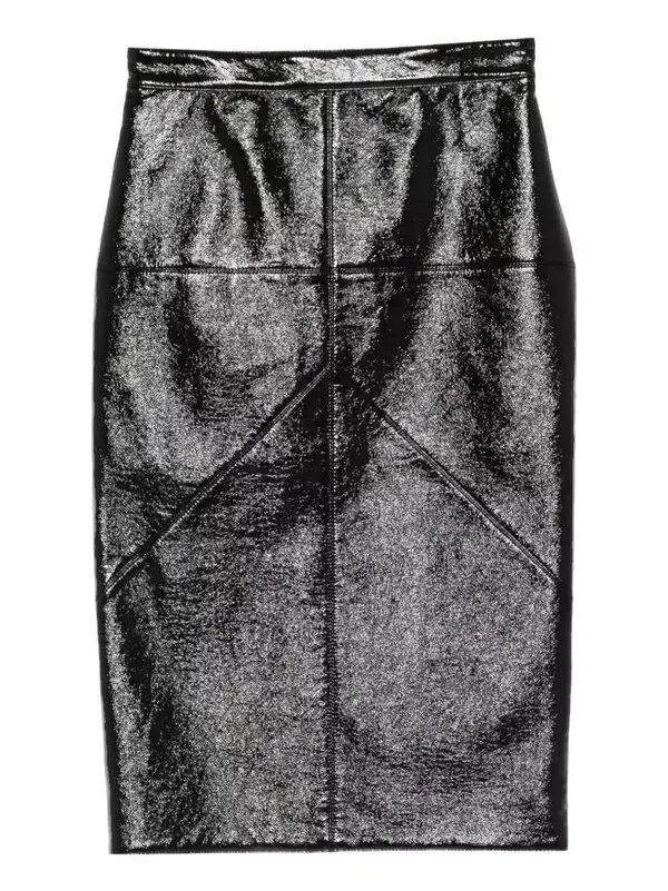 LANVIN Crinkled-finish Pencil Midi Skirt - Black