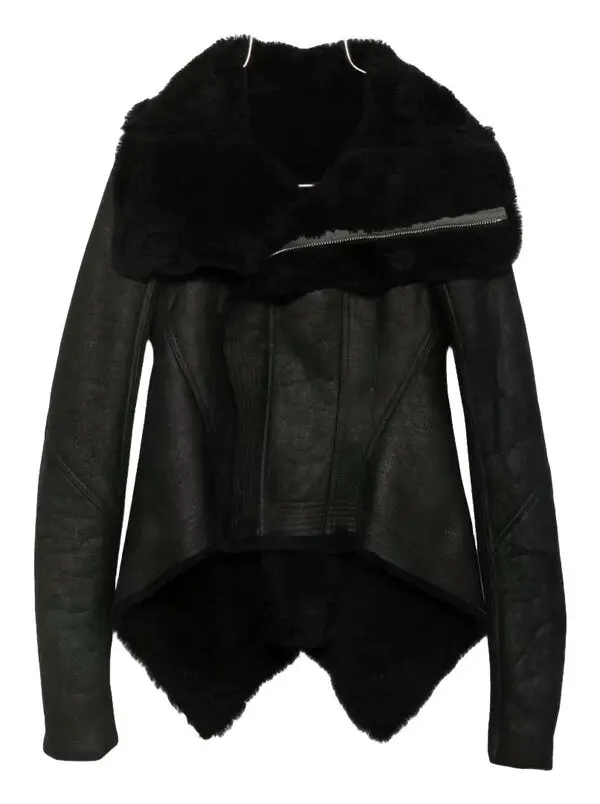 Rick Owens Naska Shearling-trim Asymmetric Jacket - Black