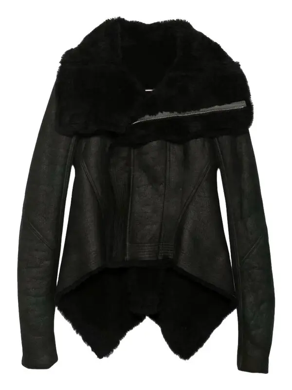 Rick Owens Naska Shearling-trim Asymmetric Jacket - Black