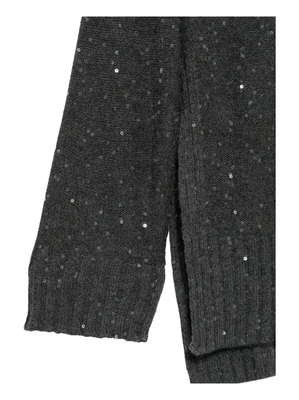 Lorena Antoniazzi Sequin-embellished Side-slit Sweater - Grey