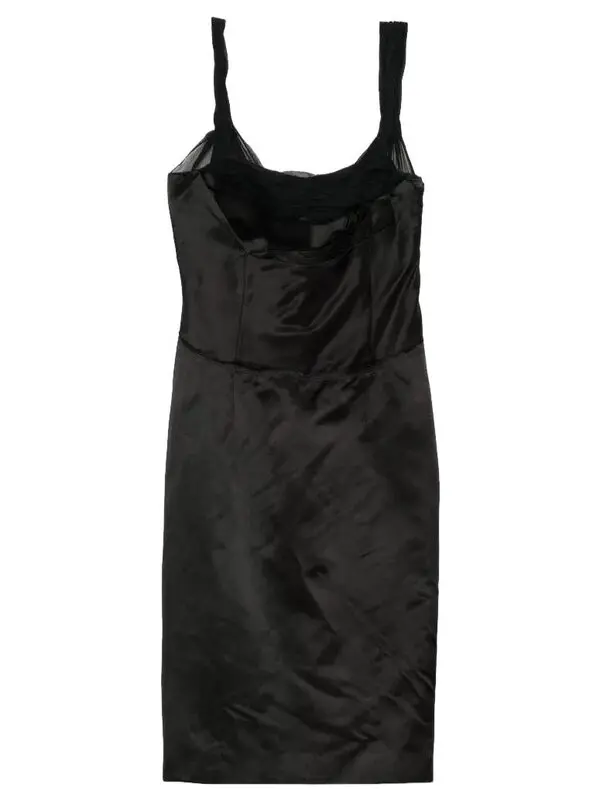 Prada Silk Satin Structured Bodice Dress - Black
