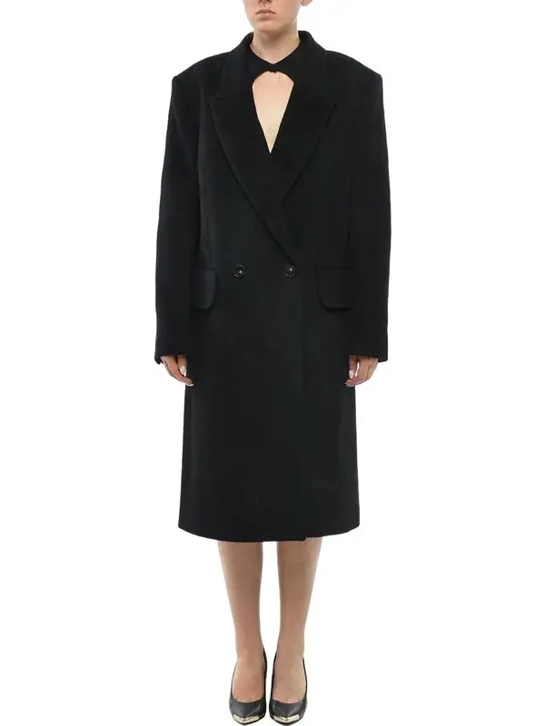 Stella McCartney Chevron Double-breasted Coat - Black
