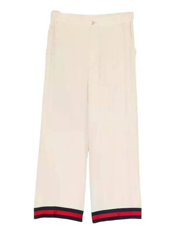 Gucci Web Stripe Silk Trousers - Neutrals