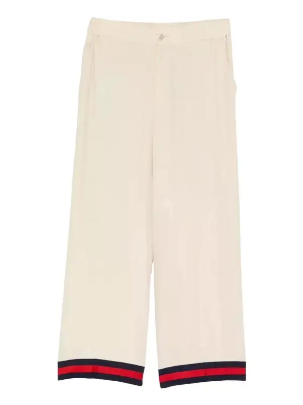 Gucci Web Stripe Silk Trousers - Neutrals