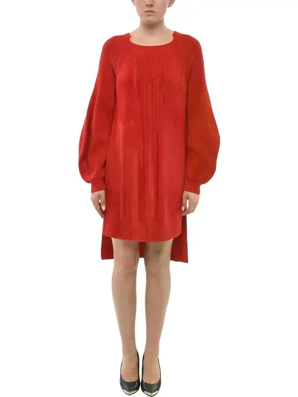 Stella McCartney Asymmetric Knit Midi Dress - Red