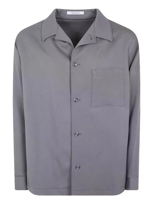 Tagliatore Logo-plaque Wool Shirt - Grey