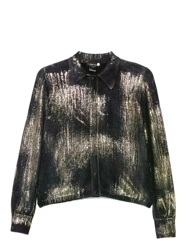 Avant Toi Metallic-effect Button-up Shirt - Black