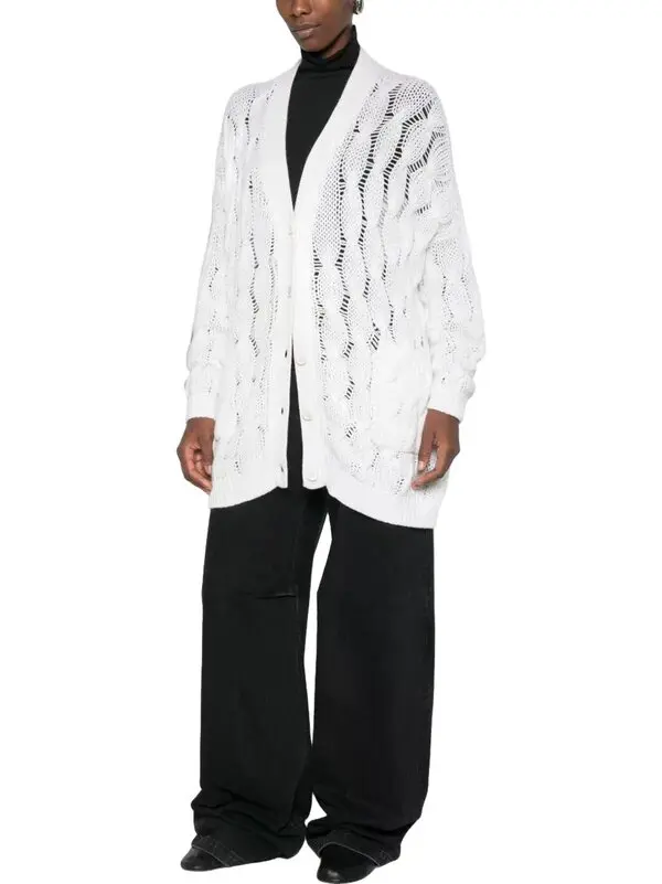 Avant Toi Cable-knit Open-knit Cardigan - White