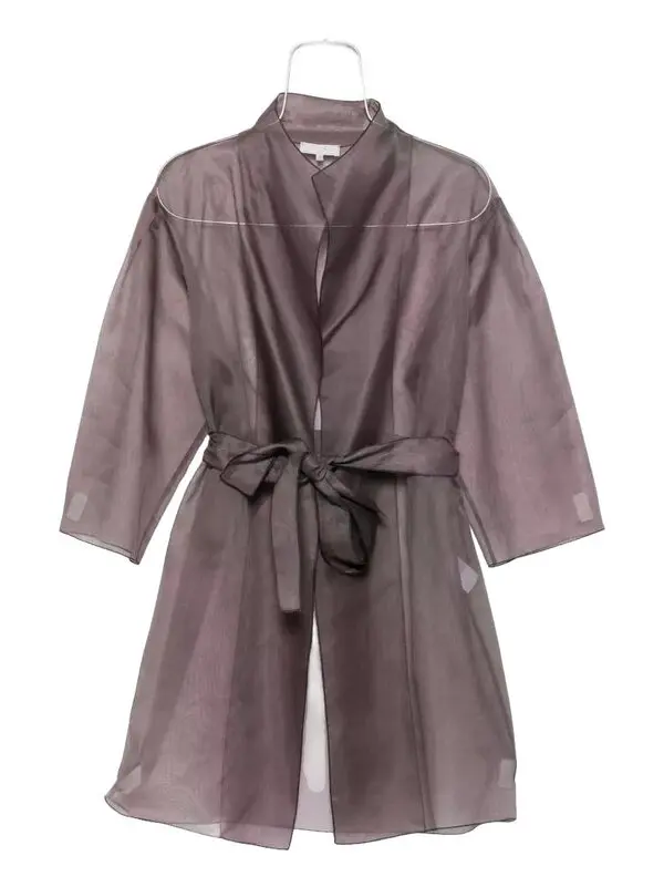 Antonelli Firenze Sheer Belted Coat - Grey