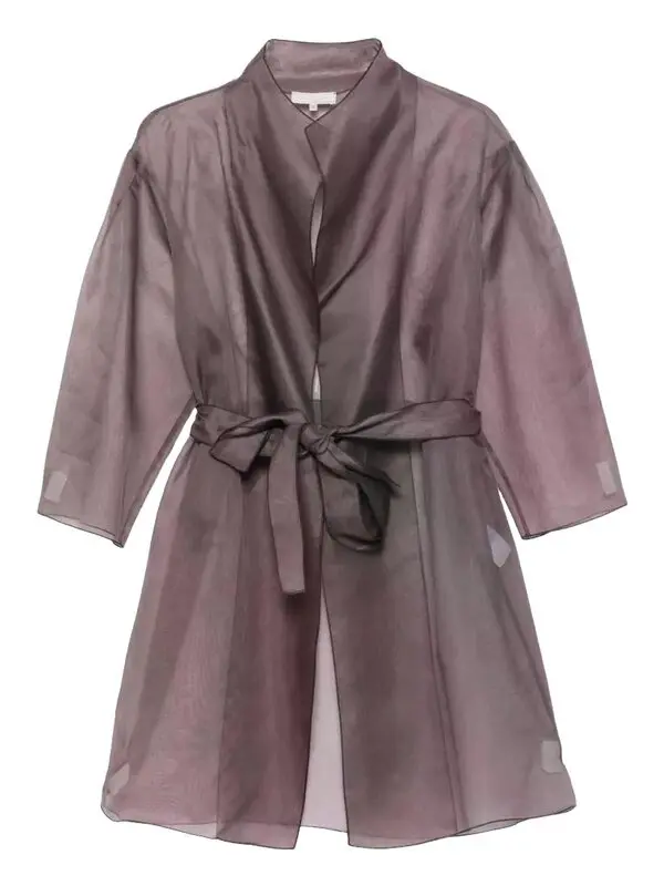 Antonelli Firenze Sheer Belted Coat - Grey