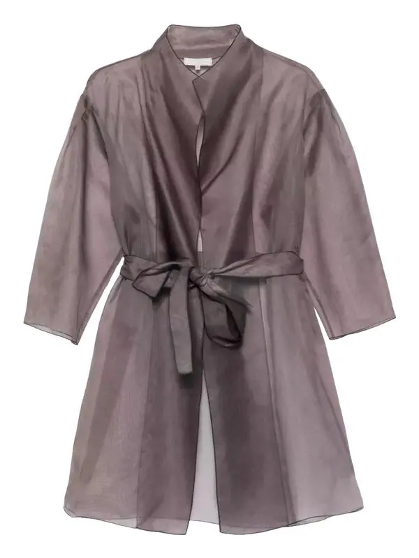 Antonelli Firenze Sheer Belted Coat - Grey