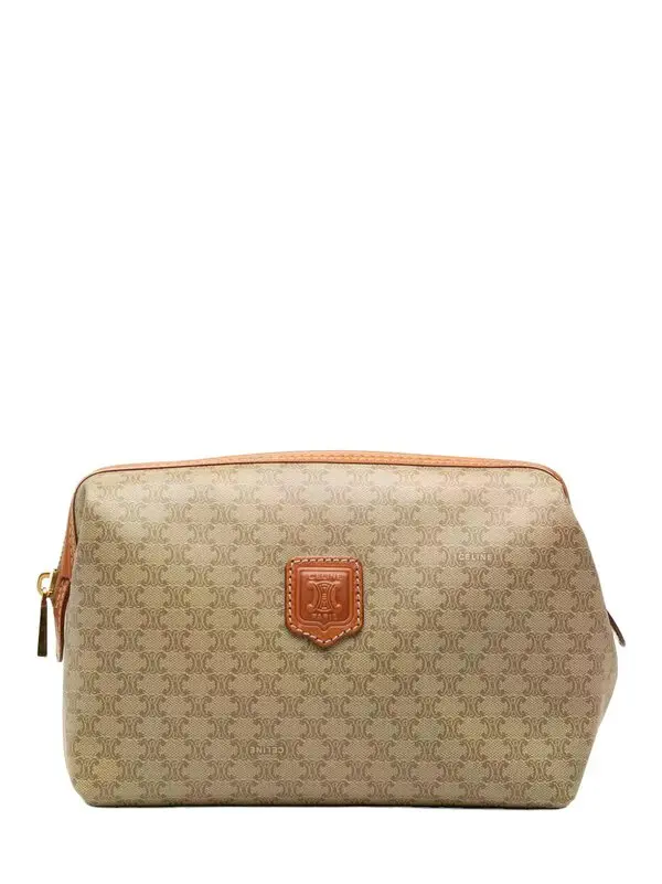 Celine 1997 Macadam Coated Canvas Pouch - Neutrals