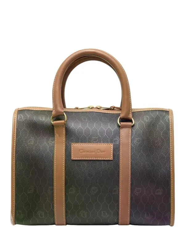Dior 20th Century Honeycomb Coated Canvas Boston Bag - Black