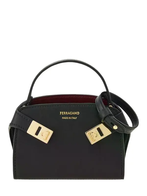 FERRAGAMO Mini Hug Top Handle Bag Charm - Black