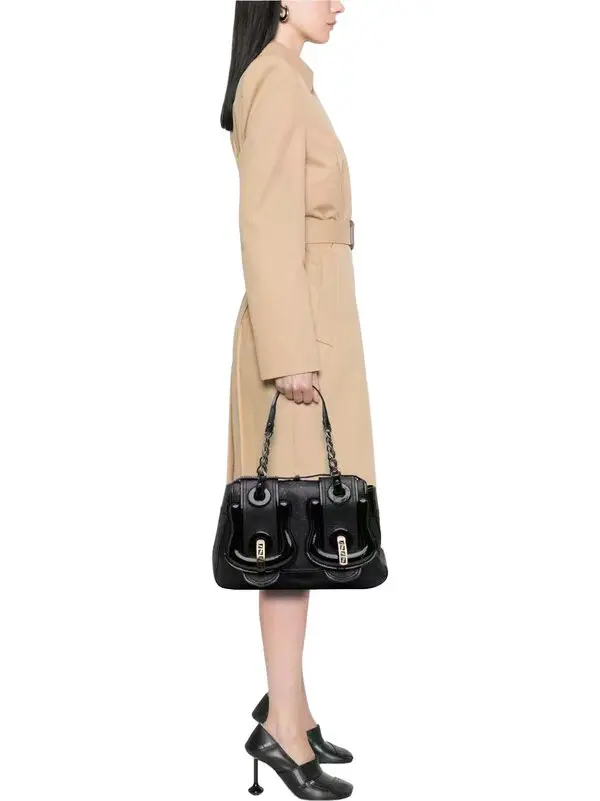 Fendi 2000-2010 Medium Leather B Bag Top Handle Bag Handbag - Black
