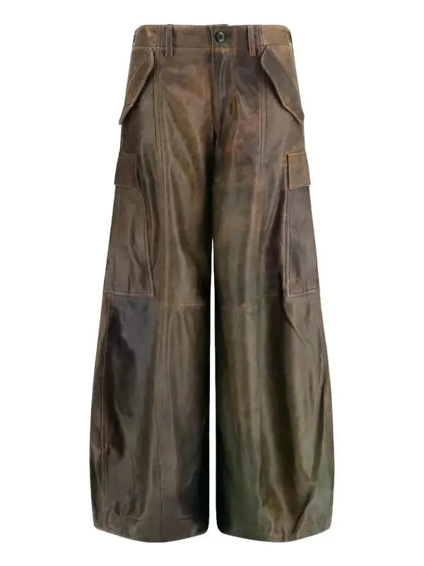 R13 Leather Cargo Pants - Brown