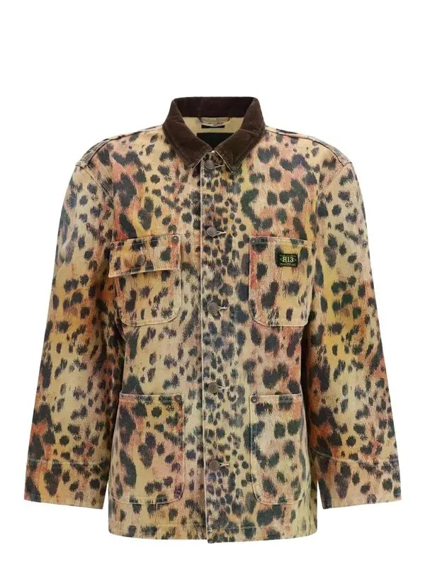 R13 Relaxed Chore Leopard-print Corduroy-collar Jacket - Neutrals