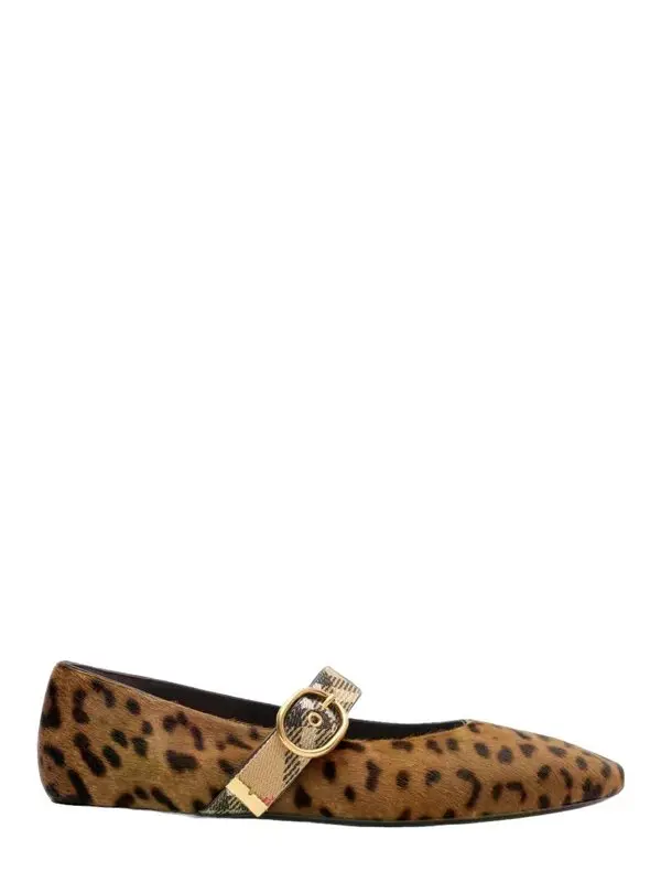 Burberry Leopard Print Robin Ballerinas - Brown