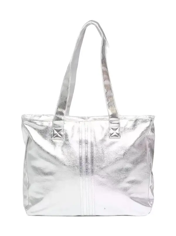 Adidas Metallic-effect Logo-embossed Tote Bag - Silver