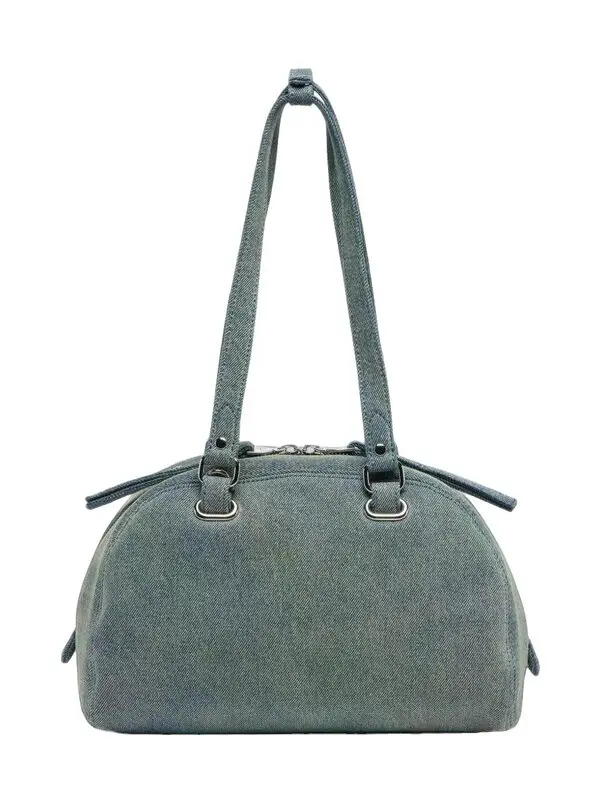 DIESEL® 1dr Dome Shoulder Bag In Denim With Embossed Oval D Logo - Blue