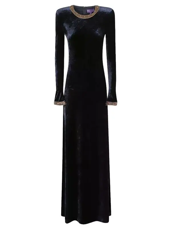 Polo Ralph Lauren Nancie Velour Evening Dress - Blue