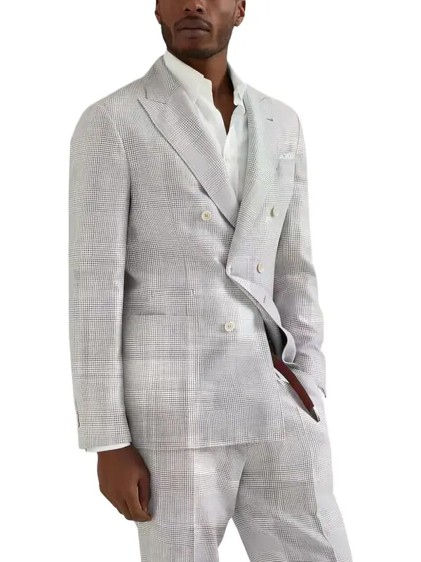 Brunello Cucinelli Double-breasted Checked Suit - Grey