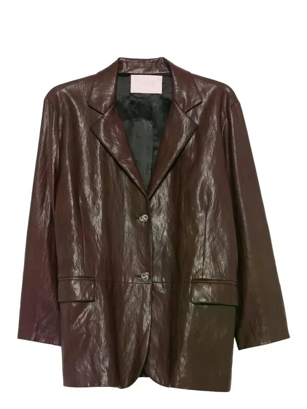 KRISTINA TI Crinkled-effect Button-up Jacket - Brown