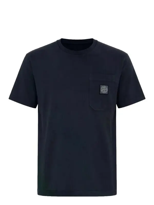 Stone Island Logo-patch Chest-pocket T-shirt - Blue