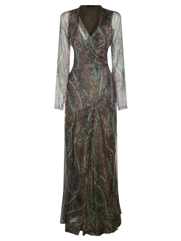 Etro Paisley-pattern Maxi Dress - Grey