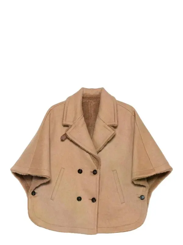 Max Mara Double-breasted Reversible Shearling Cape - Neutrals