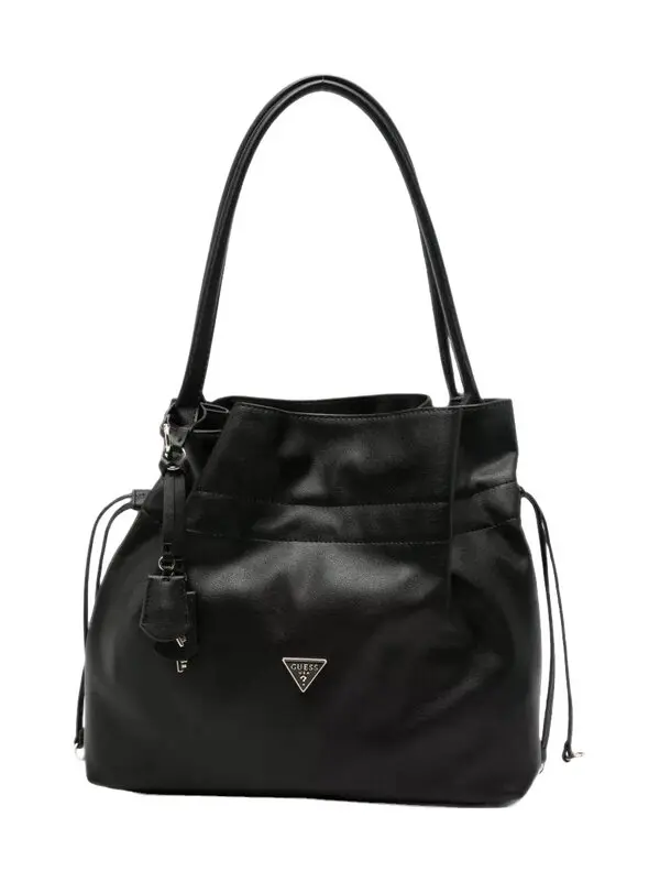 Guess Karima Drawstring-fastening Leather Tote Bag - Black