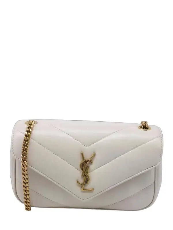 Saint Laurent Matelassé Loulou Shoulder Bag - Neutrals