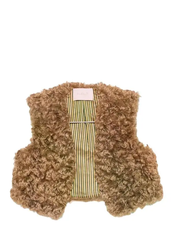 KRISTINA TI Faux-fur Cropped Gilet - Neutrals