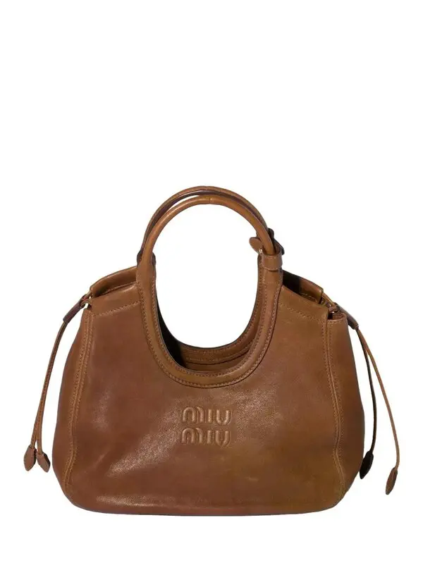 Miu Miu Ivy Nappa Leather Tote Bag - Brown