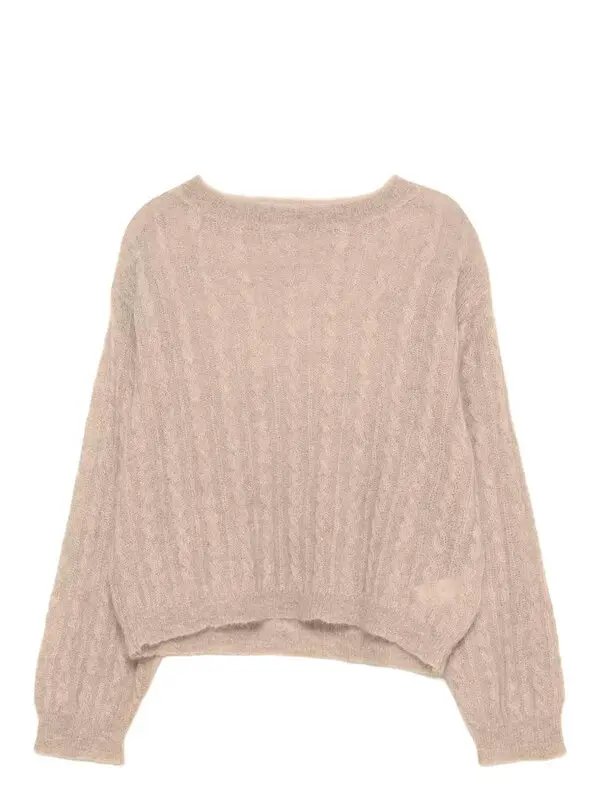 KRISTINA TI Cable-knit Boat-neck Sweater - Neutrals