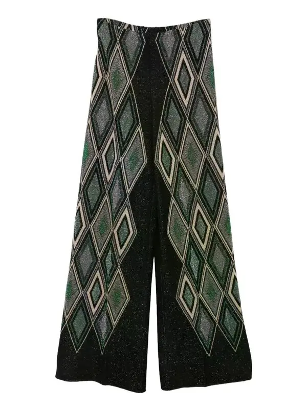 CIRCUS HOTEL Argyle-pattern Palazzo Pants - Black