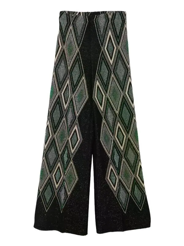 CIRCUS HOTEL Argyle-pattern Palazzo Pants - Black