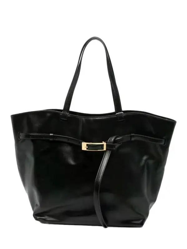ANINE BING Small Elly Buckled Leather Tote Bag - Black