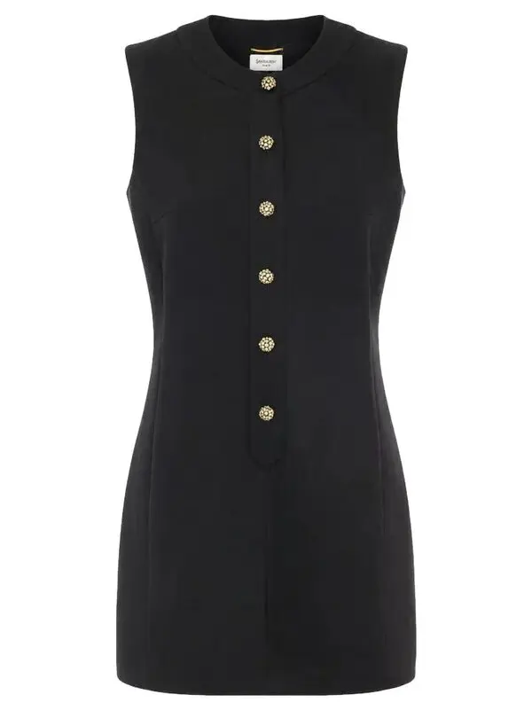 Saint Laurent Crystal-embellished Sleeveless Mini Dress - Black