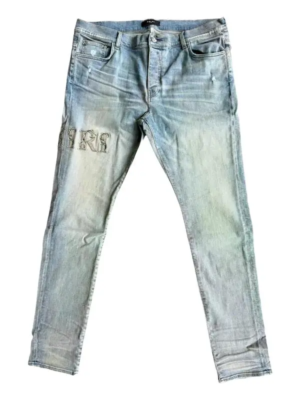 Amiri Baroque Varsity Logo Jeans - Blue