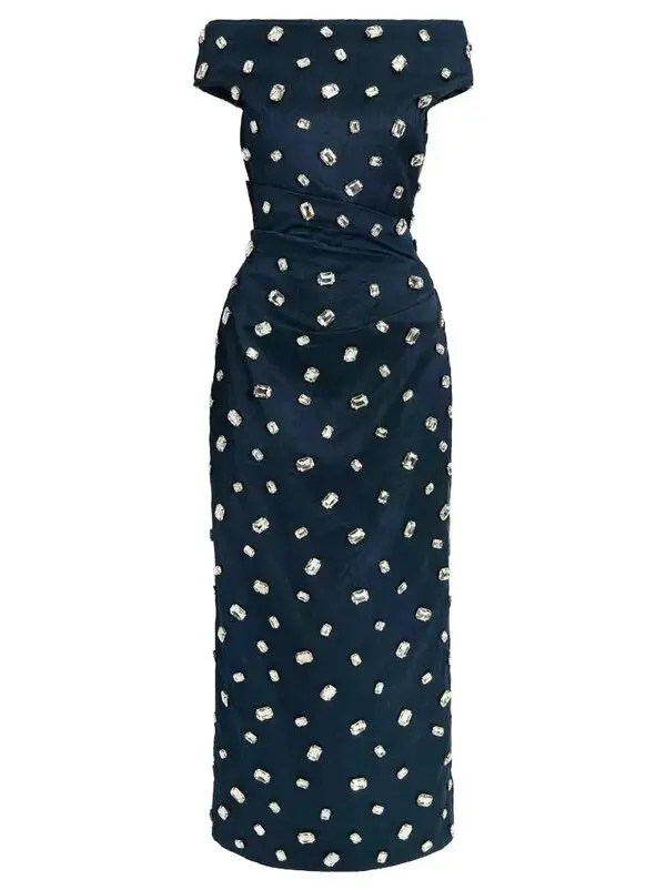 Erdem Crystal-embellished Textured Maxi Dress - Blue